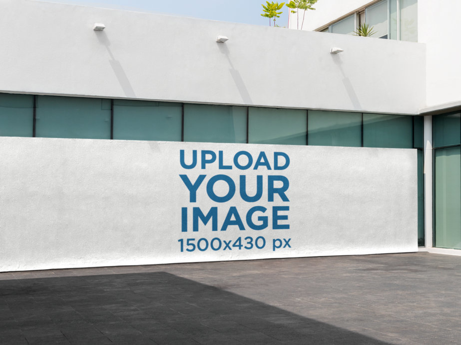 Placeit - Horizontal Banner Mockup Taped to a Window in an Office