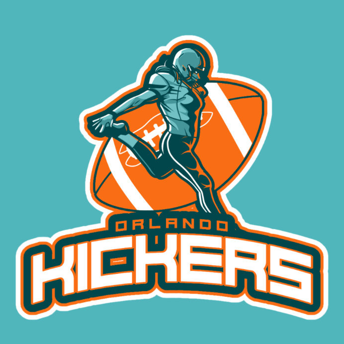 Placeit - Sports Logo Maker Featuring a Football Kicker Character