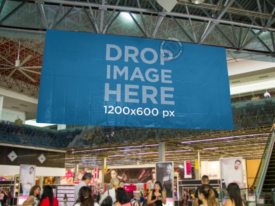 Placeit - Horizontal Banner Mockup at a Convention Center