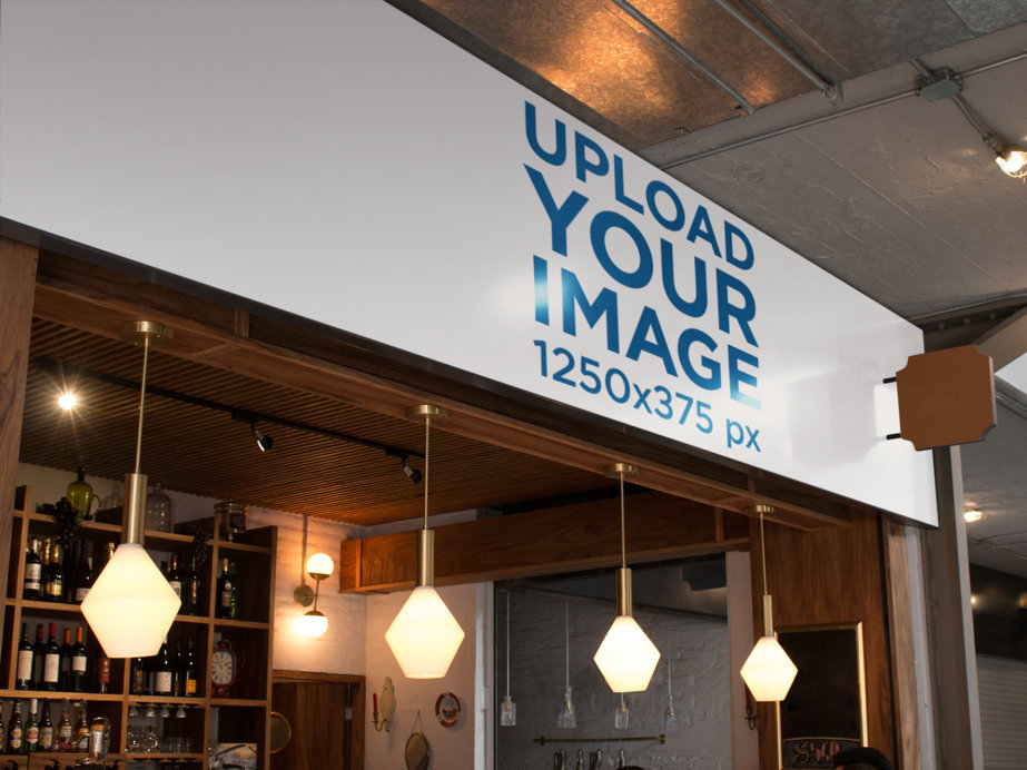 Placeit - Horizontal Banner Mockup at a Modern Coffee Shop