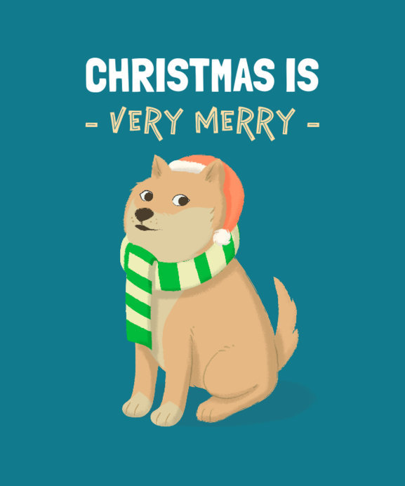 Placeit - Cheems-Inspired Christmas T-Shirt Creator Featuring a Meme Dog