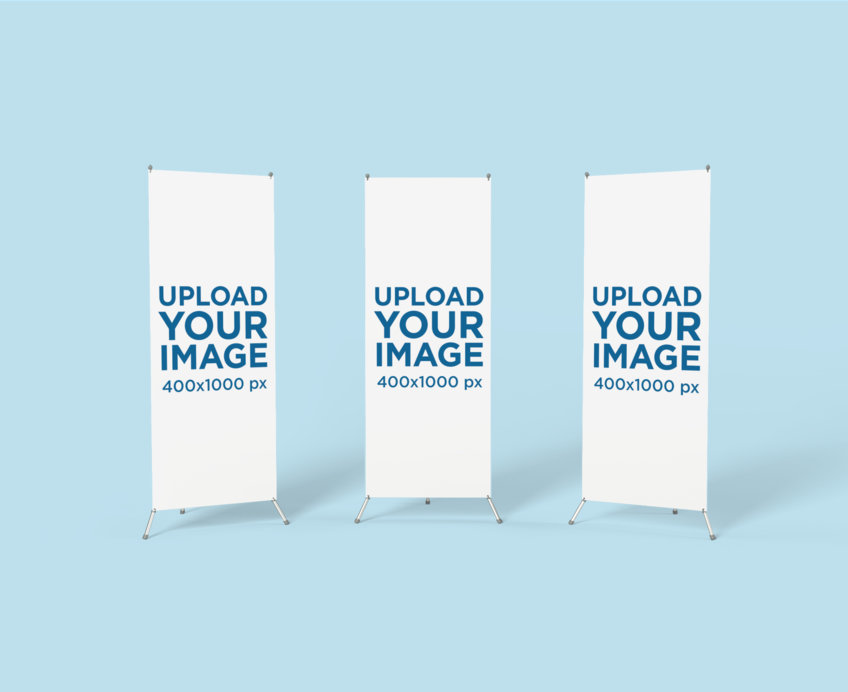 Placeit - Mockup of Three X-Stand Banners in a Minimalistic Background