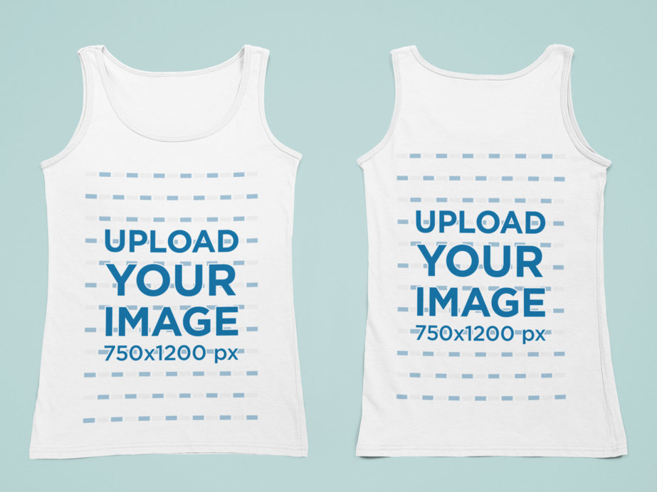 Placeit - Both Sides Mockup of a Women's Tank Top over a Flat Surface
