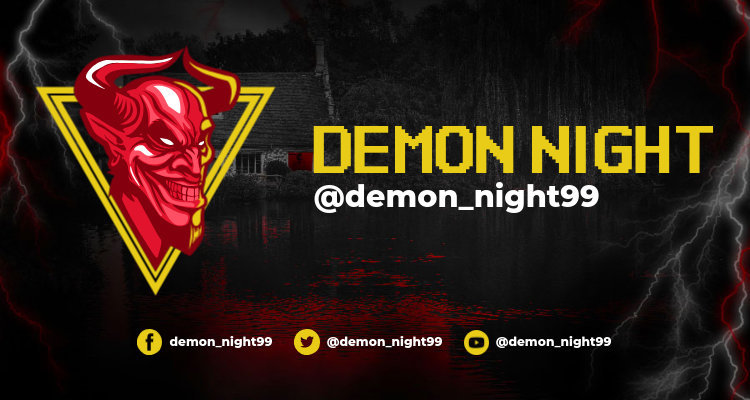 Placeit - Horror Twitch Banner Template with a Horned Demon Illustration