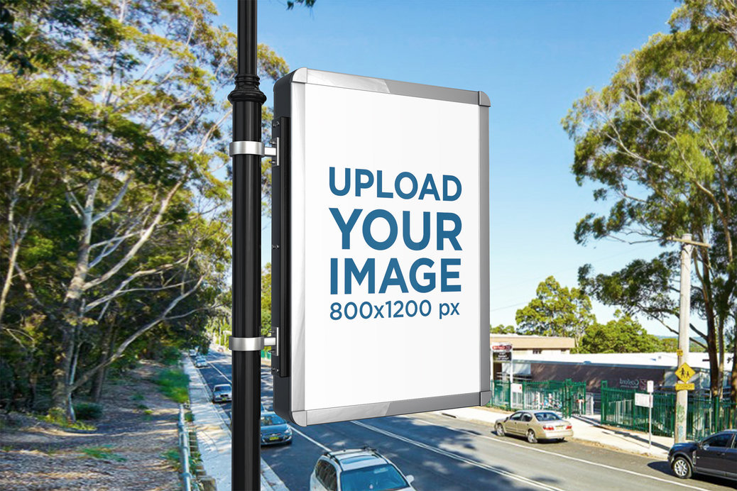 Placeit - Advertising MUPI Mockup Placed on a Street Lamp Post