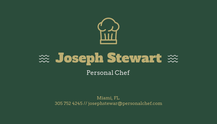 Placeit - Simple Business Card Design Template for a Personal Chef