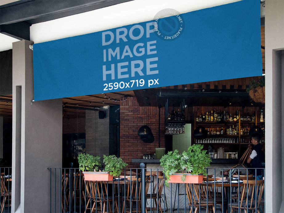 Placeit - Horizontal Banner Mockup Over a Fine Dining Restaurant