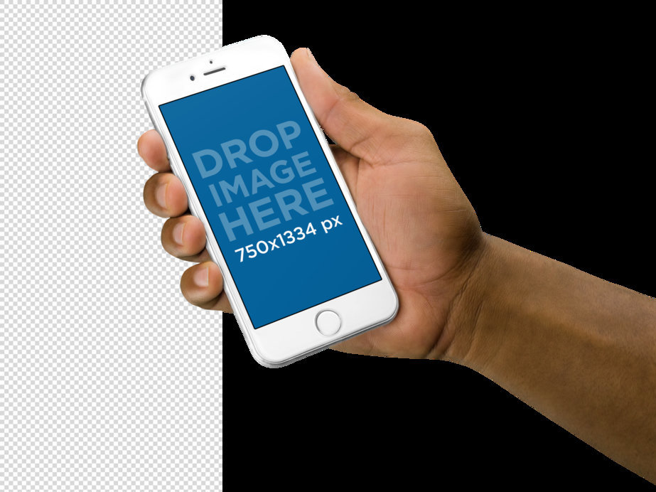 Placeit - iPhone 6 Mockup in an Angled Position Held Over a Transparent ...