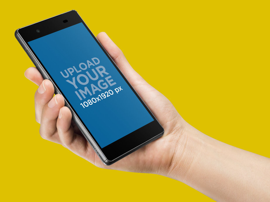 Placeit - Android Phone Mockup Held in Angled Position by a Woman