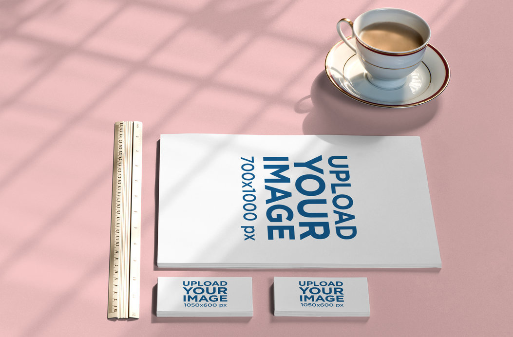 Placeit - Stationery Mockup Featuring a Letterhead and Two Business ...