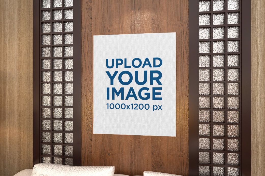 Placeit - Mockup an Art Print Between Two Glass Panels in a Classy House