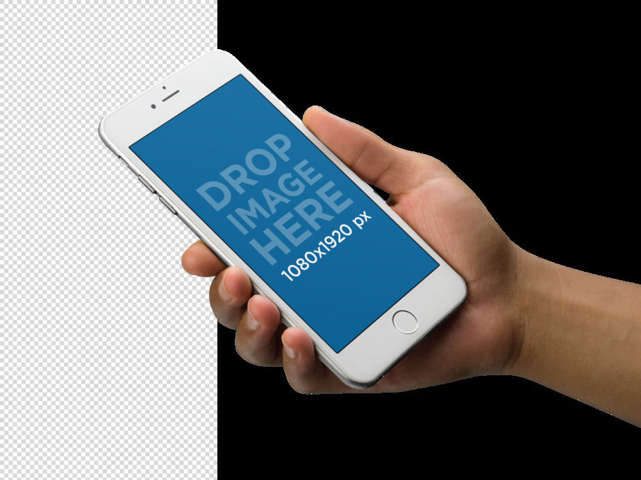 Placeit - Mockup of a Hand Holding an iPhone 6 Plus Over a Transparent ...