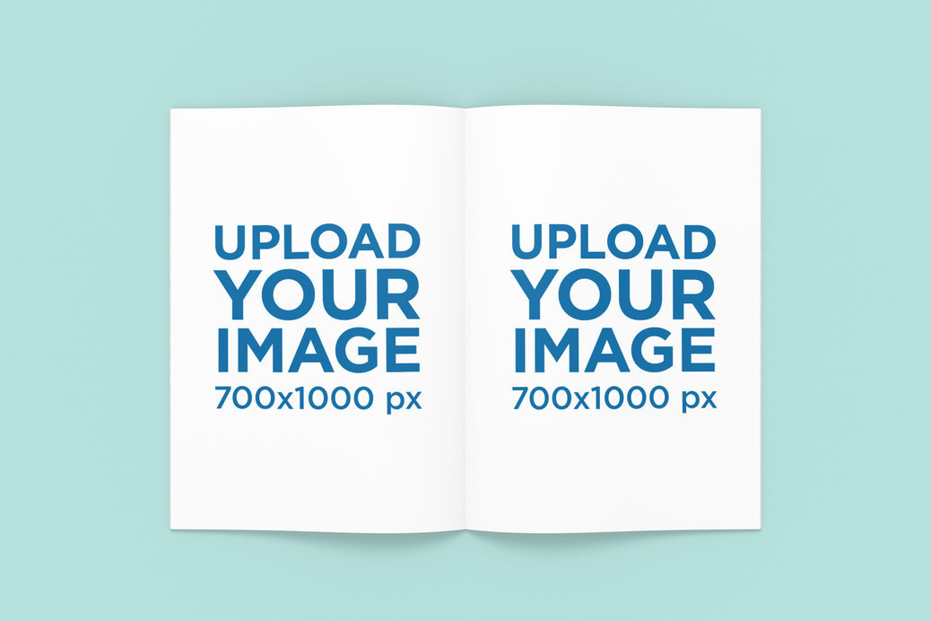 Placeit - Open A4 Magazine Mockup with a Solid Color Background