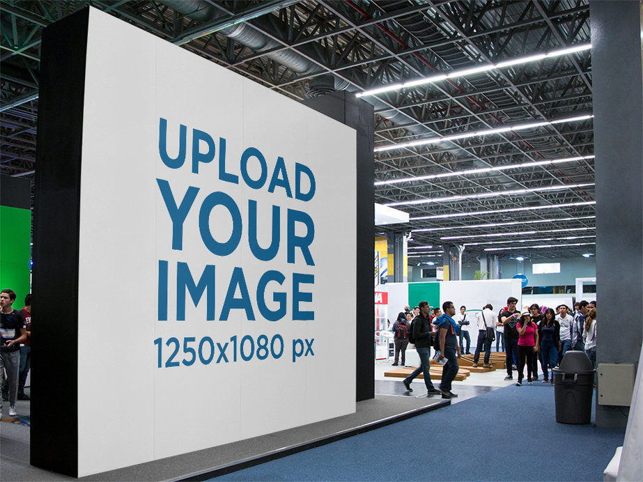 Placeit - Giant Horizontal Banner Mockup Inside a Convention