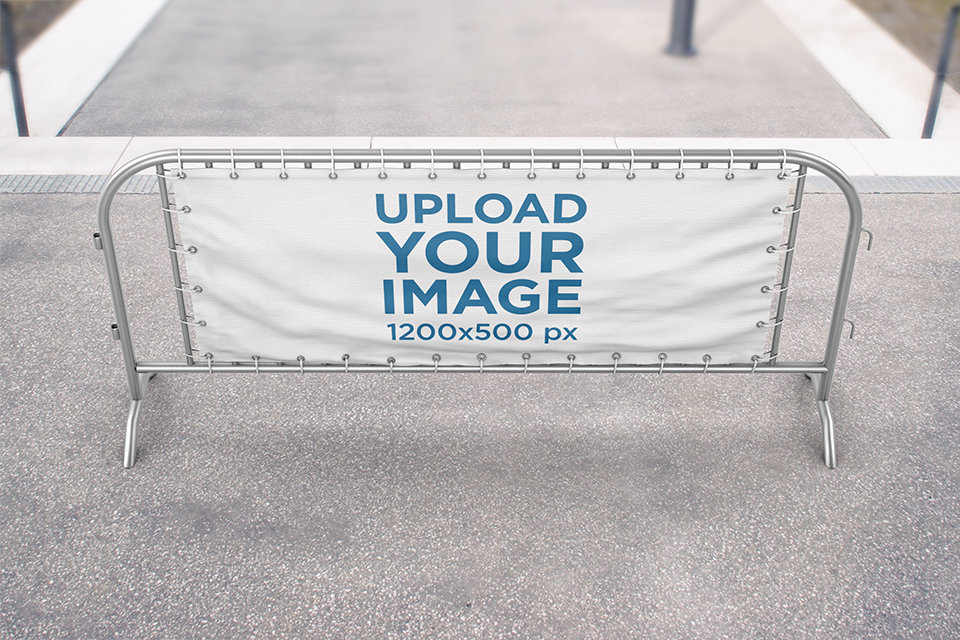 Placeit - Mockup of a Barrier Banner on a Concrete Lane
