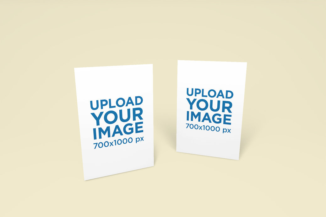 Placeit - Mockup of Two Greeting Cards on a Customizable Backdrop