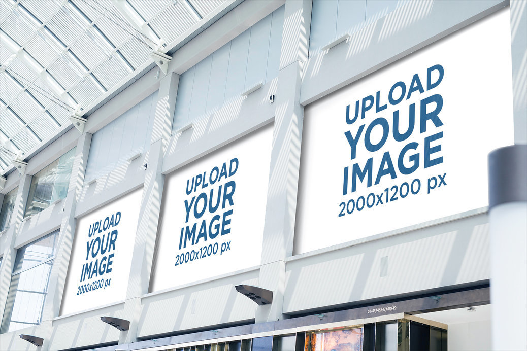Placeit - Mockup of Horizontal Banners Placed inside a Shopping Mall