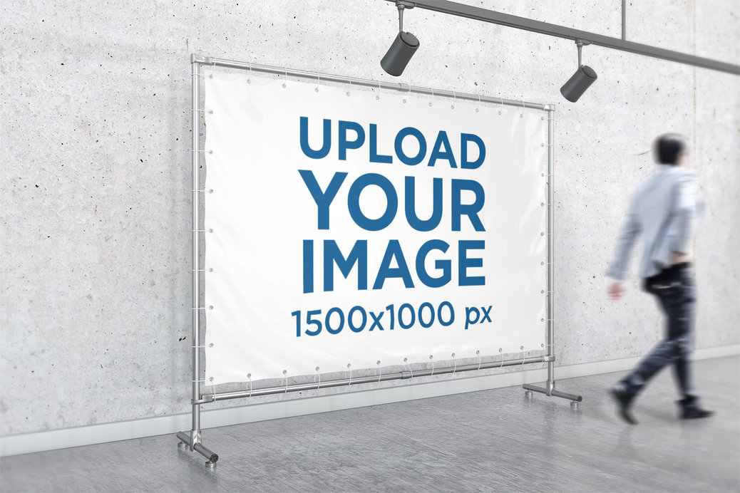 Placeit - Mockup of a Horizontal Banner Placed Against a Concrete Wall