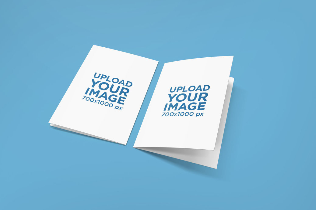 Placeit - Back and Front View Mockup of Two Greeting Cards Placed over ...