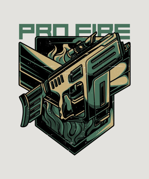 Placeit - T-Shirt Design Maker with a Tactical Pistol Illustration
