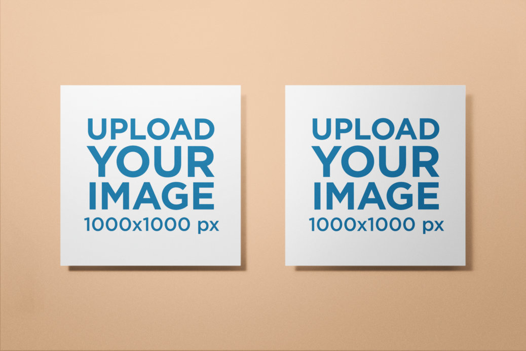 Placeit - Mockup of Two Square Posters Against a Flat Surface