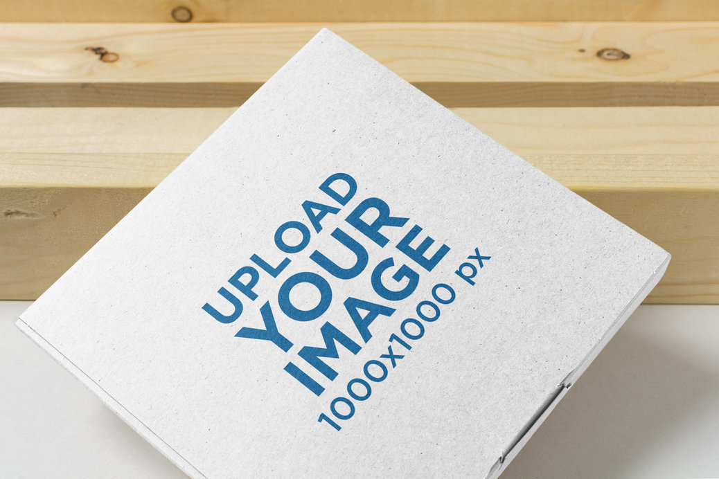 Placeit - Mailing Box Mockup with a Wooden Background