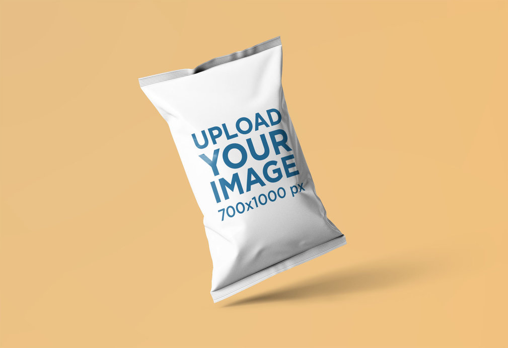 Placeit - Mockup of a Chips Bag Against a Plain Background