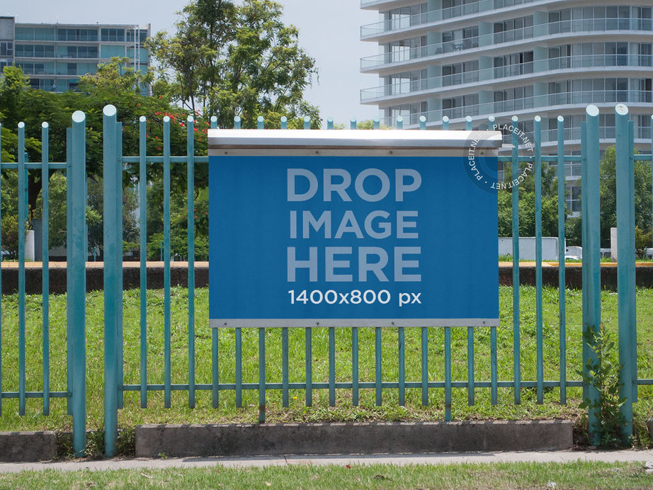 Placeit - Horizontal Banner Mockup Mounted on Bars