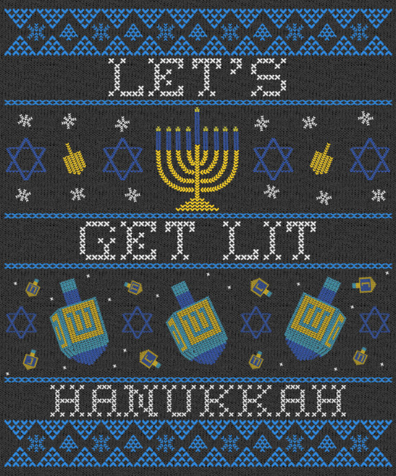 Placeit - Ugly Christmas Sweater Generator Featuring Hanukkah Elements