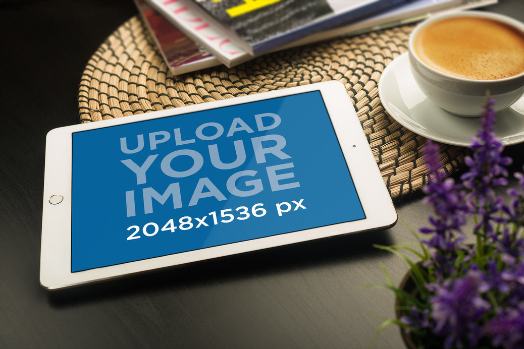 Placeit - Mockup of an iPad Mini on a Coffee Table