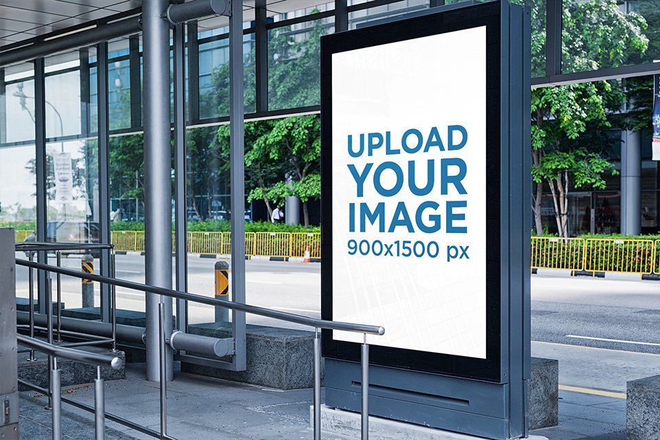 Placeit - Mockup of a Mupi on a Metro Station