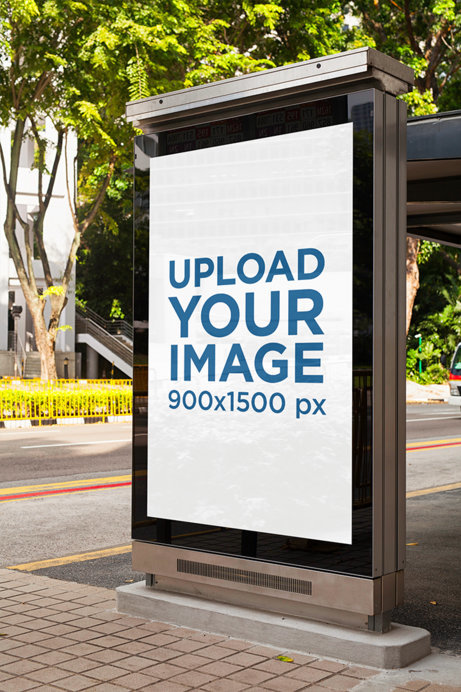 Placeit - Mockup of a Mupi Placed at a Bus Station