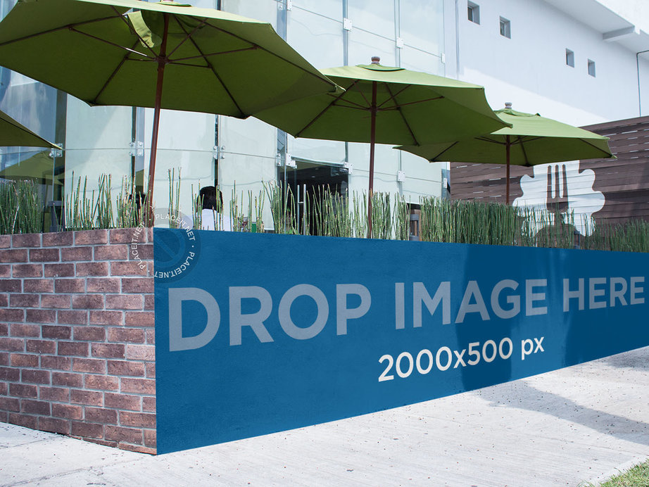 Placeit - Horizontal Banner Mockup Outside a Restaurant