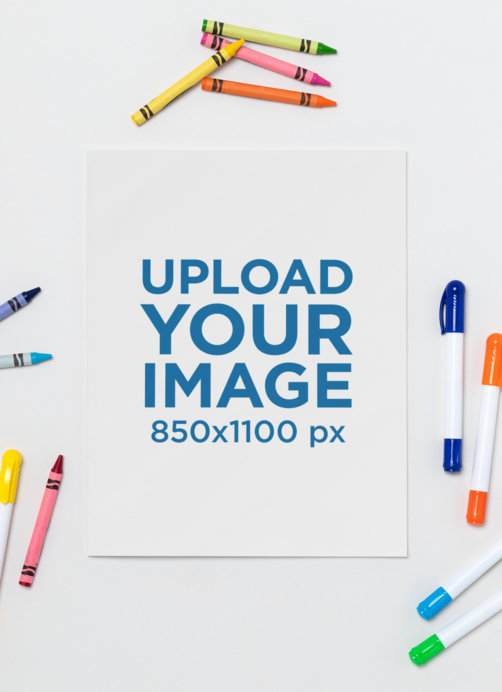 Placeit - Mockup Featuring a Coloring Book Surrounded by Crayons and ...