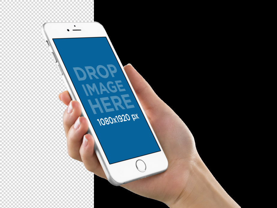 Placeit - White iPhone 6 Plus Held in Hand Vertically Over a ...