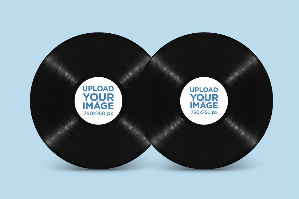 Placeit - Mockup of Two Vinyl Records Against a Customizable Background