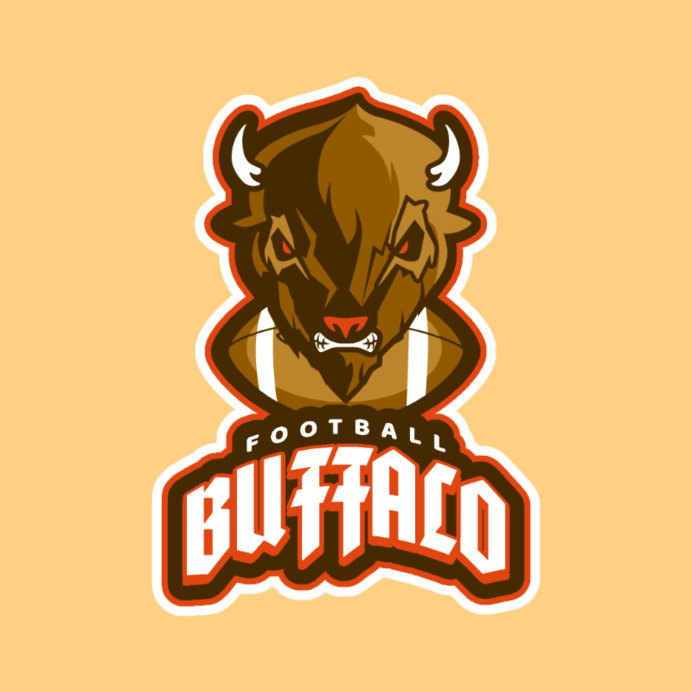 Placeit - Sports Logo Maker for a Football Team with a Buffalo Graphic