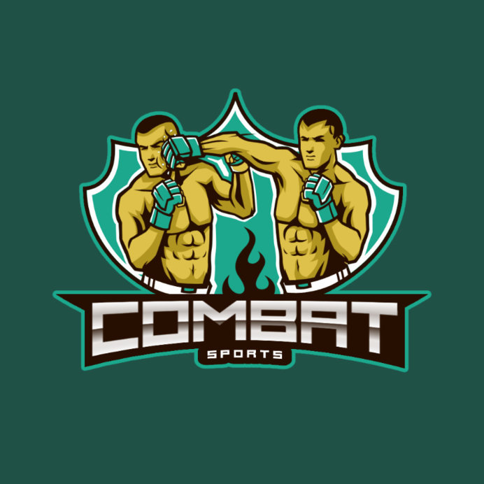 Placeit - Sports Logo Generator Featuring an MMA Combat Illustration