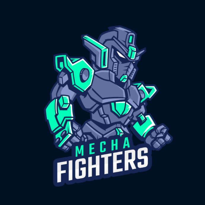 Placeit - Gaming Logo Template Featuring a Fighter Robot Illustration