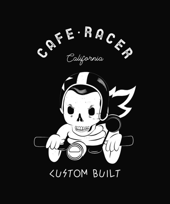 Placeit - Café Racer T-Shirt Design Generator Featuring a Skeleton ...