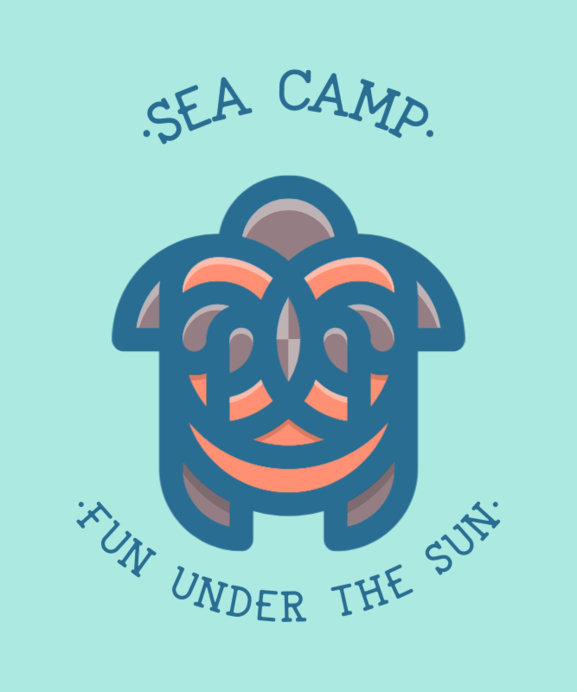 Placeit - Summer Camp T-Shirt Design Generator with a Sea Turtle Graphic