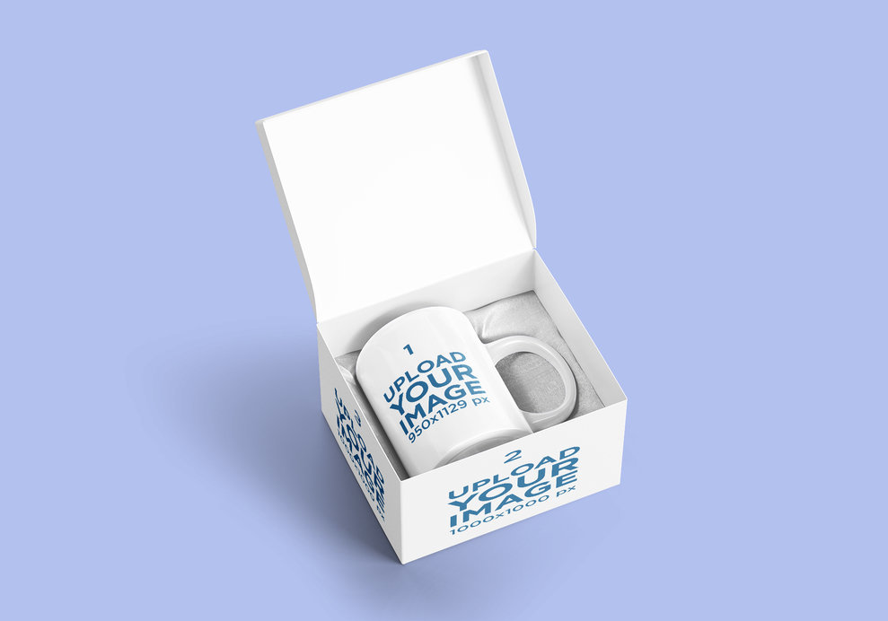 Placeit - Mockup of a Coffee Mug on a Customizable Box