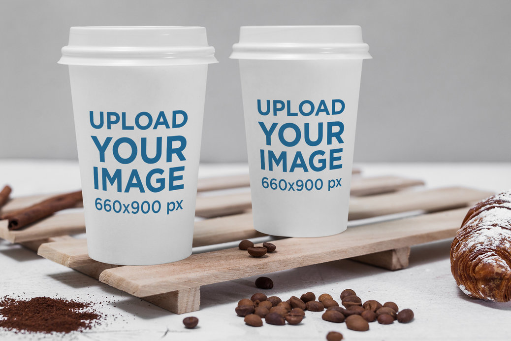 Placeit - Mockup of Two Customizable Coffee Cups