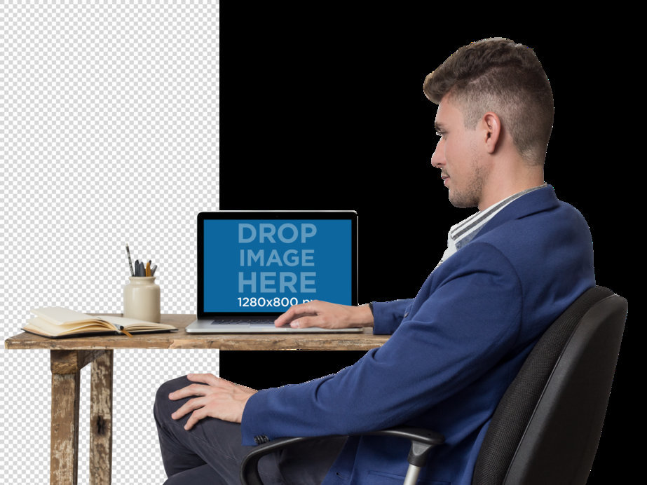Placeit - Office Man Working on His MacBook Pro Mockup