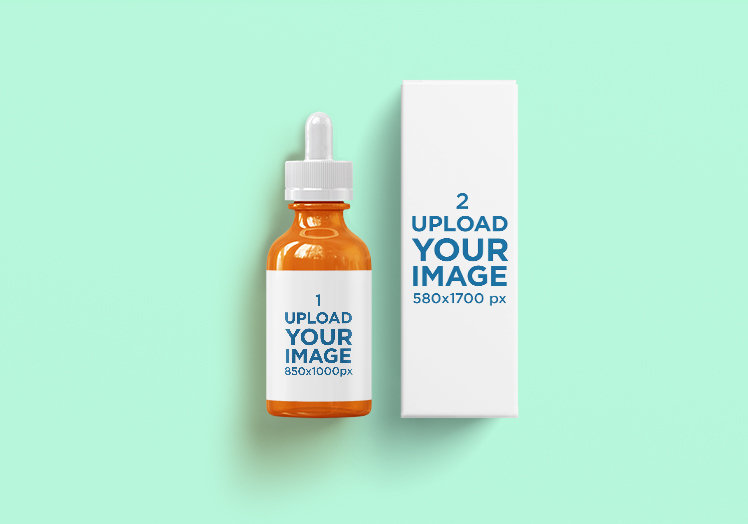 Placeit - Minimalistic Mockup of a Dropper and Its Box
