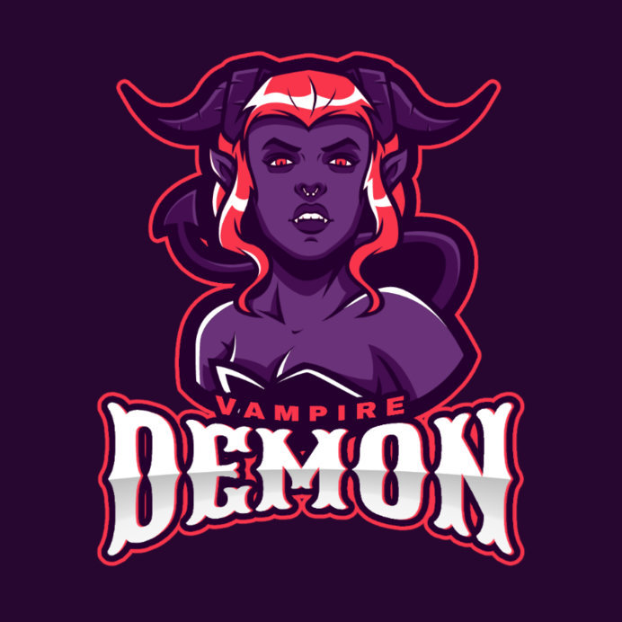 Placeit - Gaming Logo Template Featuring a Female Demon Vampire ...