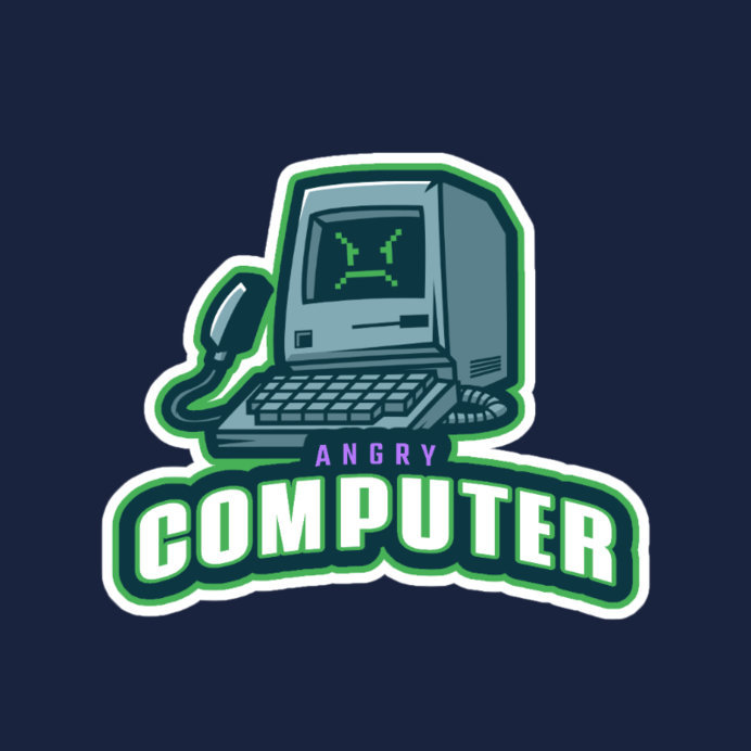 Placeit - Vintage Gaming Logo Maker Featuring an Angry Computer ...
