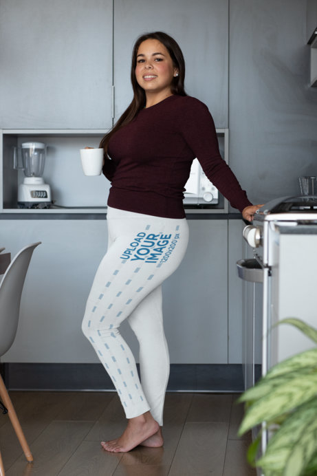 Placeit - Plus Size Leggings Mockup Featuring a Smiling Woman in Her ...