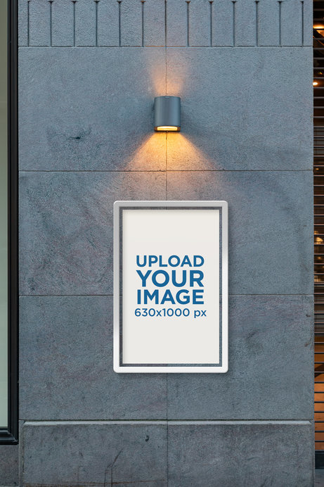 Placeit - Mockup of a Poster Display Case Placed on an Urban Wall with ...
