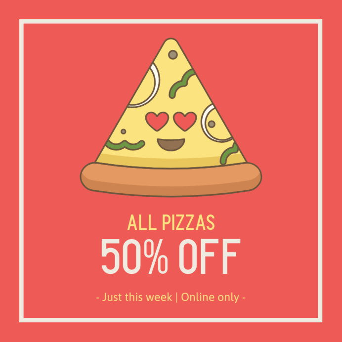 Placeit - Facebook Post Maker Featuring a Pizza Slice with Heart Eyes